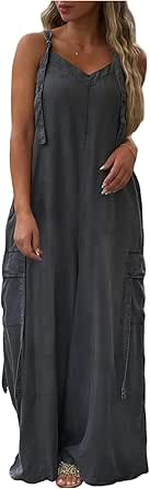 Amazon.com: ZsaeSM Wide Leg Overalls for Women Loose Fit Oversized Baggy Jumpsuits Boho Flowy ...