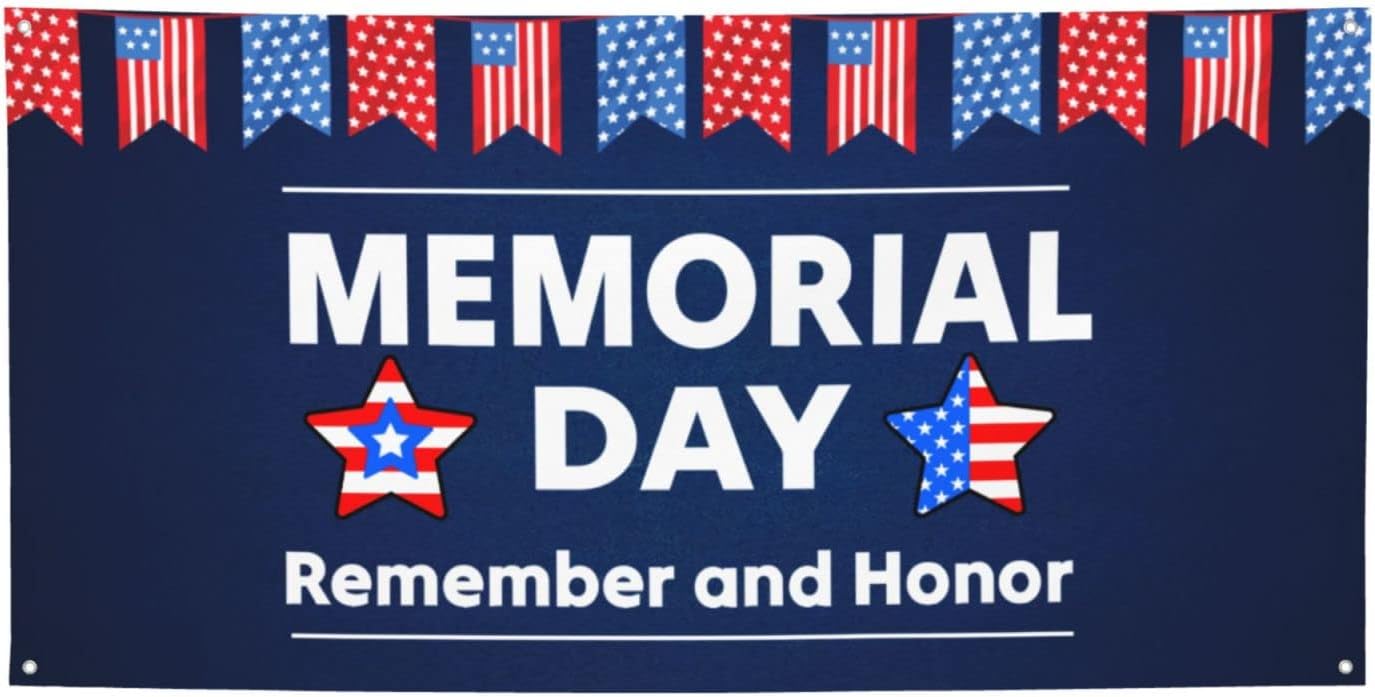Amazon.com : 2x4 Ft Happy Memorial Day Banner Flags Memorial Day ...