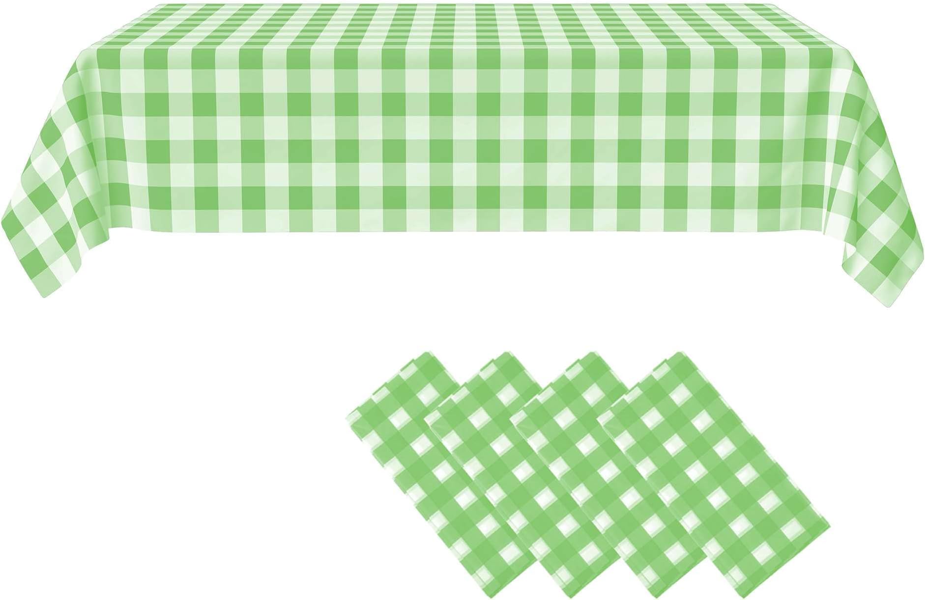 Amazon.com: Fun Express Green Gingham Plastic Tablecloth Roll - Party ...