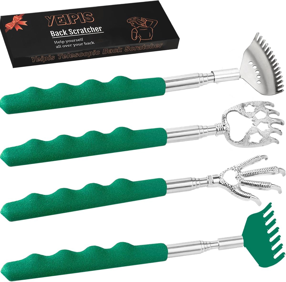 Amazon.com: Yeipis 3 Pack Back Scratcher Metal Portable Telescoping ...