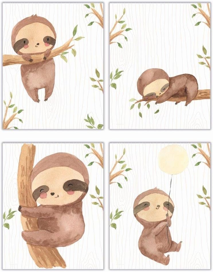Amazon.com: TRENDYPRINT Baby Sloth in the Jungle - Children’s Nursery ...