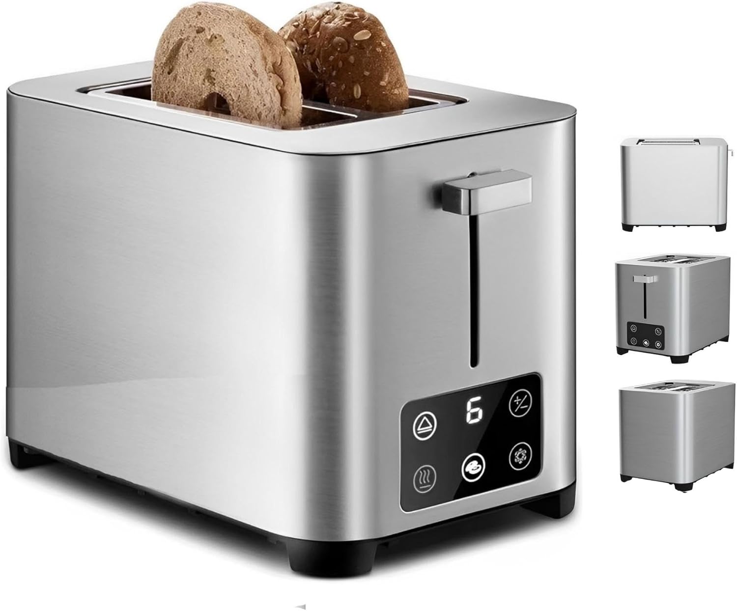 Amazon.com: Bread Toaster 2 Slice - Touchscreen Stainless Steel Toaster ...