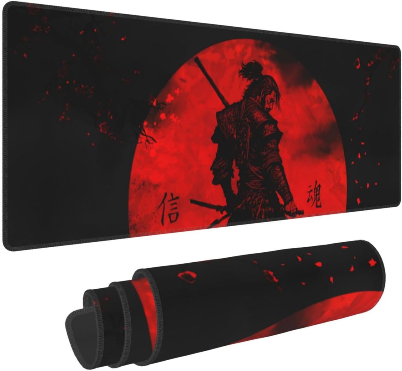 Amazon.com: Japanese Samurai Cool Anime Red and Black Flower Mouse Pad ...