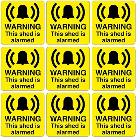 Pack of 9 Security Signs Warning This shed is alarmed Size 80mm x 80mm ...