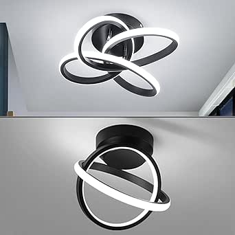 CANEOE 2 Packs Modern Led Ceiling Light Fixture, 6000K Cool White Black ...