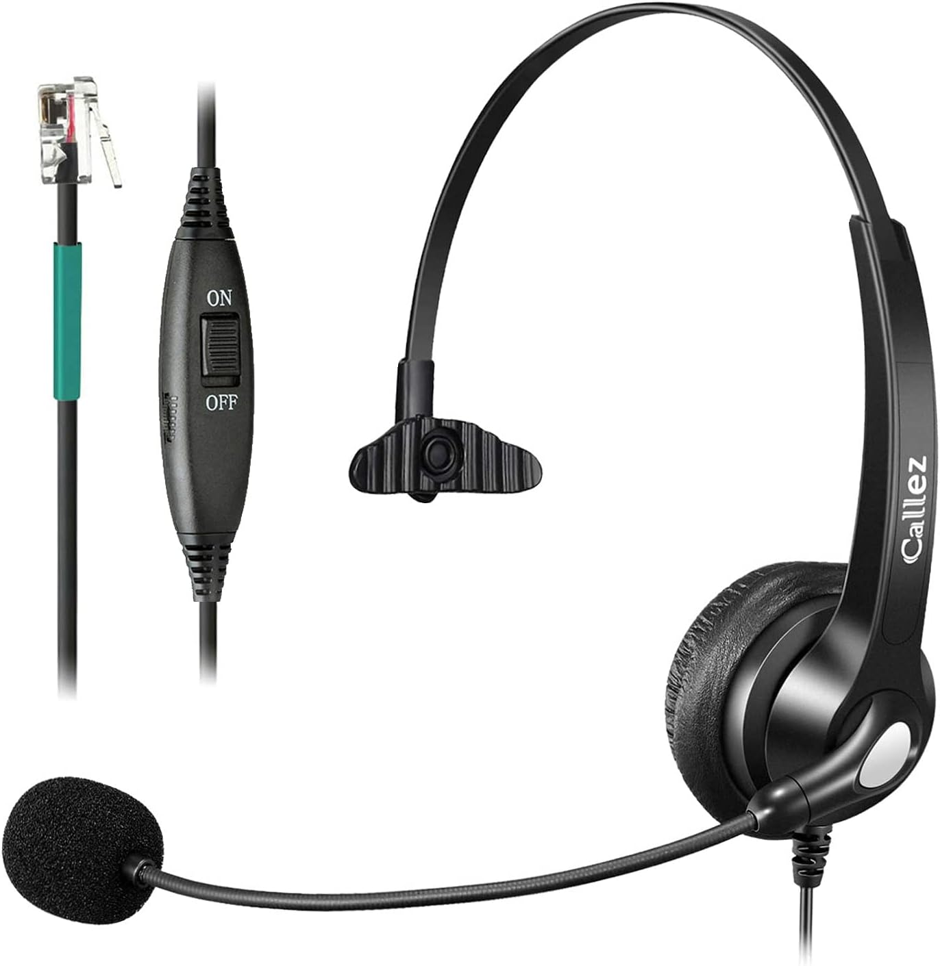 Callez RJ9 Telephone Headset with Microphone Noise Cancelling, Wired ...