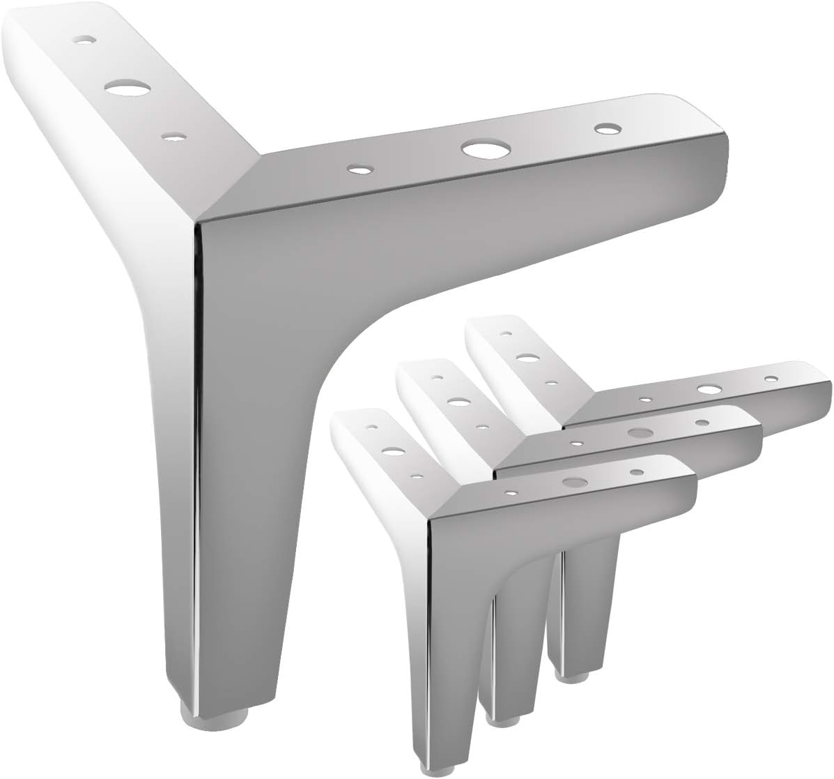 MOROBOR 4PCS Triangle Furniture Legs, 10cm Modern Metal Chrome Plating ...