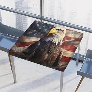 Amazon.com: Obtravar American Flag Bald Eagles Square Fitted ...