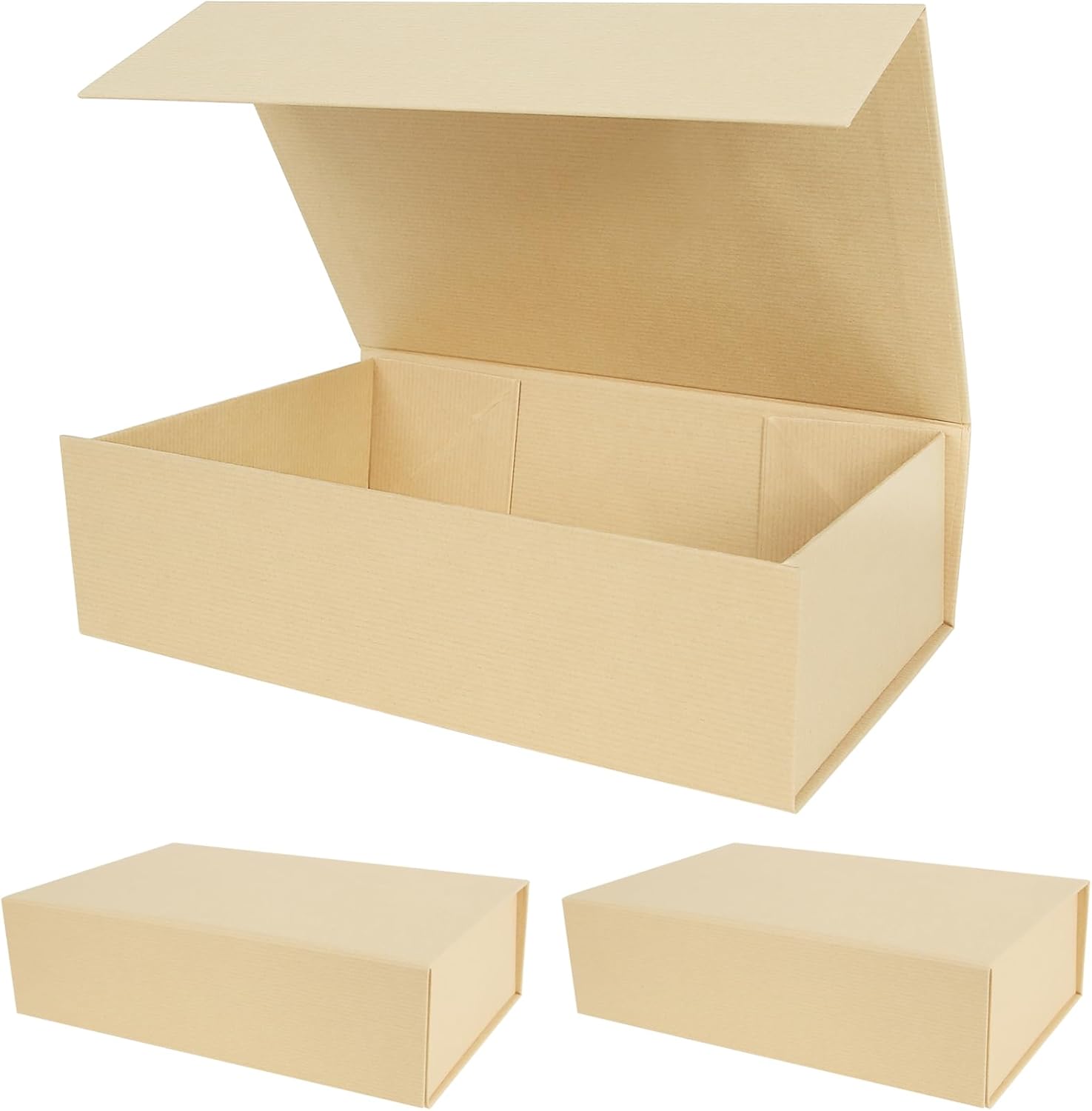 Amazon.com: Aimyoo Striped Brown Collapsible Gift Box with Magnetic ...