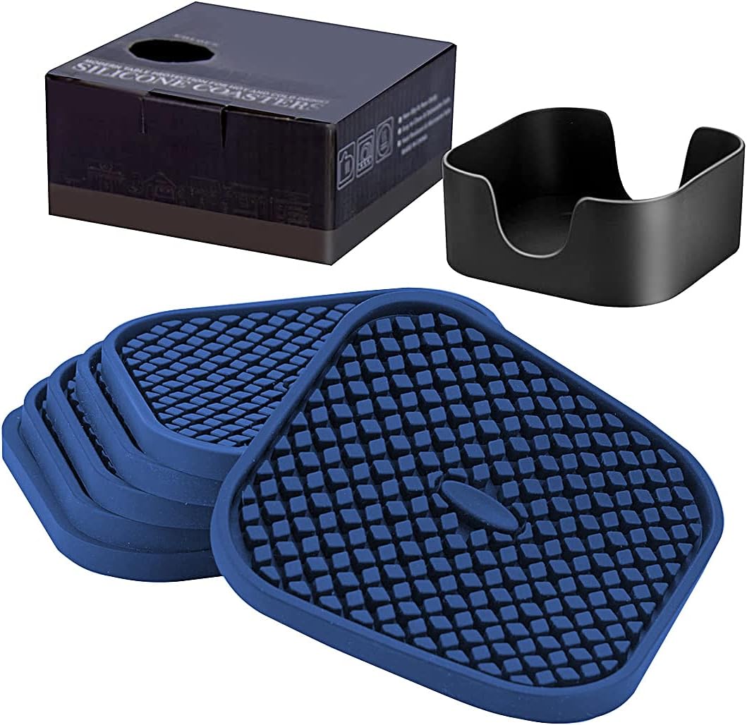 Silicone Coasters 6-Piece Thickened Beverage Coasters with Standing ...