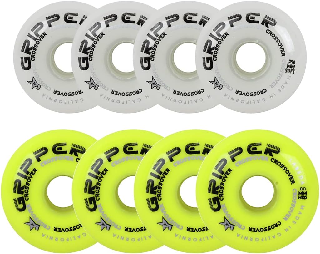 Amazon.com : Labeda Roller Hockey Wheels Gripper White/Yellow 76A 83A ...