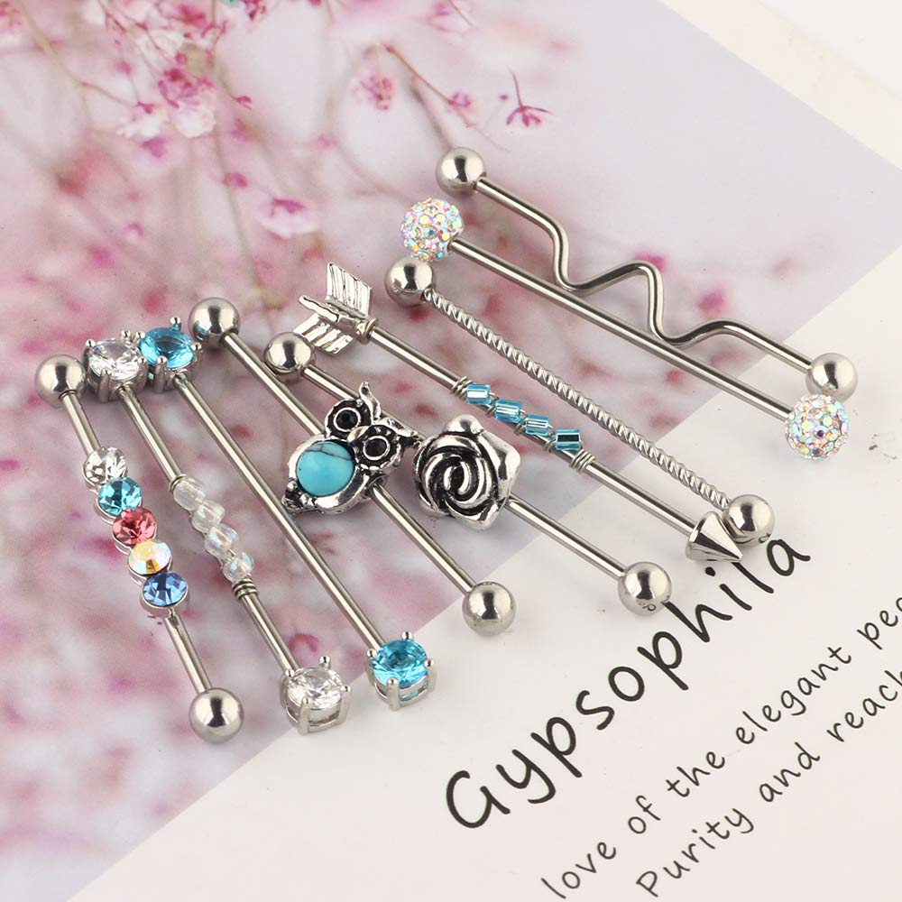 Snapklik.com : Industrial Barbell Earrings 14g Surgical Stainless Steel ...