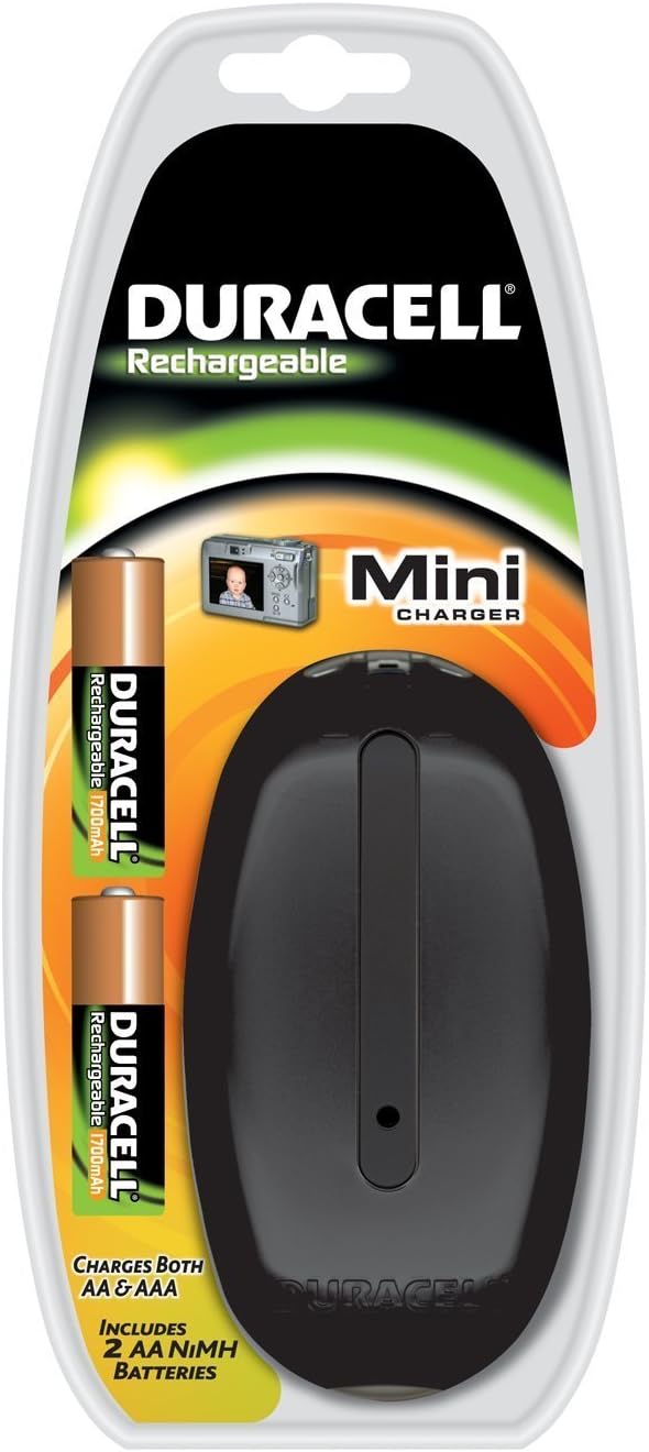Duracell CEF20 Mini Battery Charger with 2 x AA Batteries Mignon ...