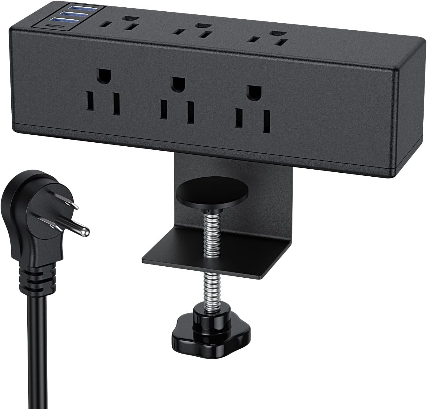 Desk Clamp Power Bar with USB C, Haiaoyyds Desktop Power Strip with 6 ...