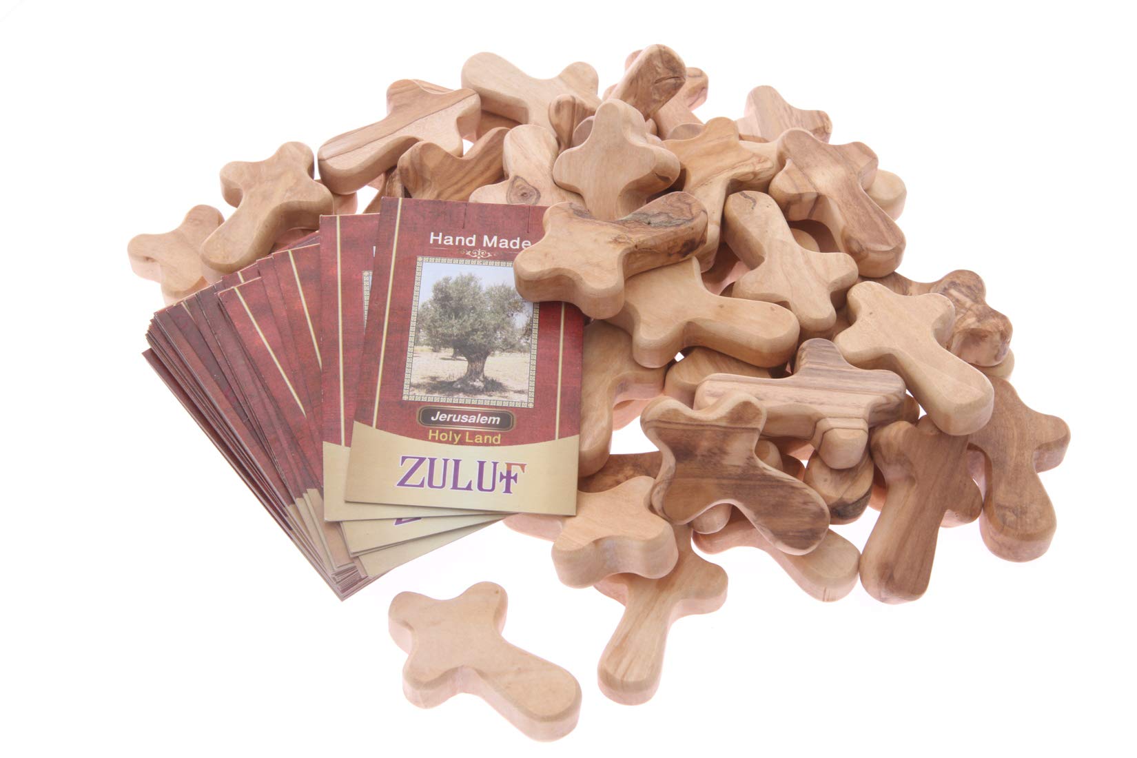 Buy Zuluf 50 Small Olive Wood Hand Crosses Bethlehem Factory | Wooden ...