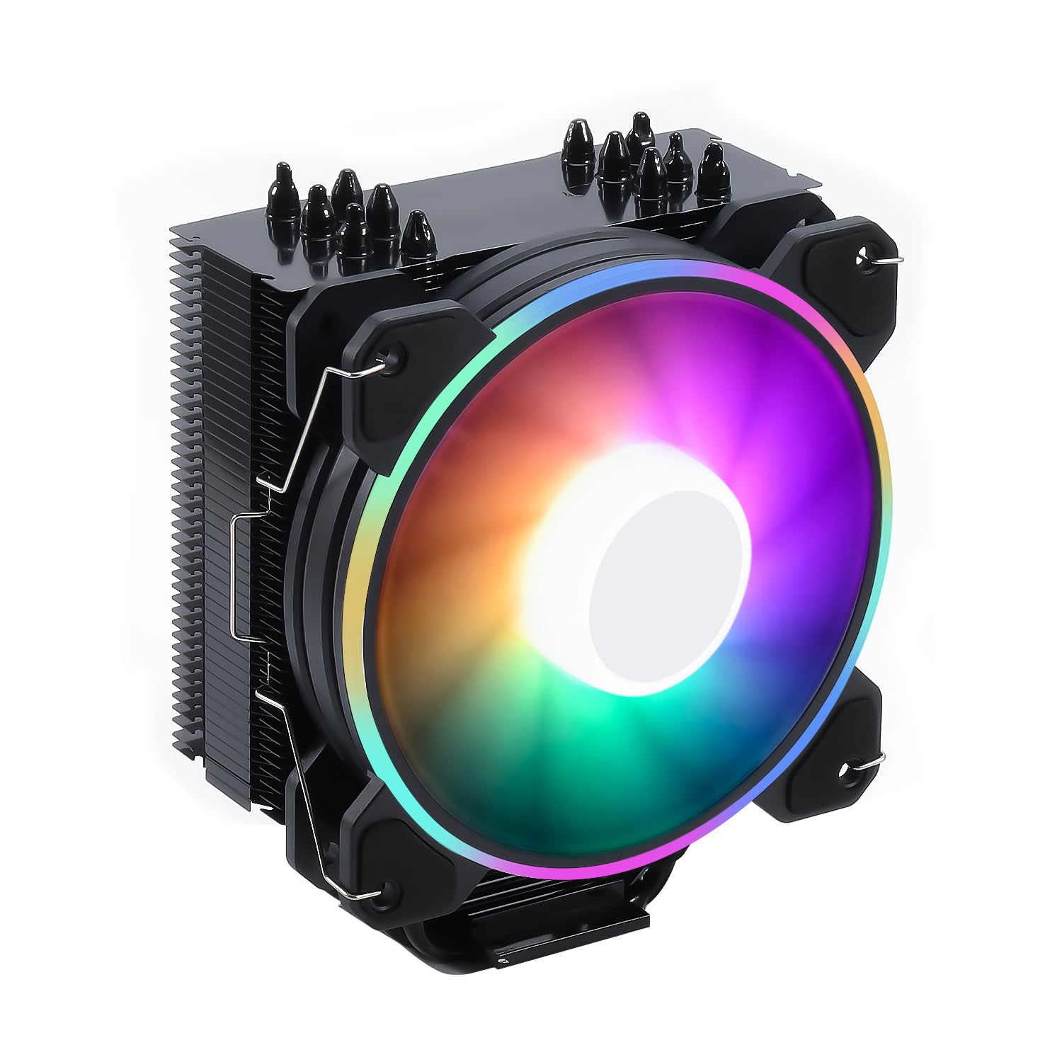 Snapklik.com : TB100 Black CPU Air Cooler, 120mm RGB Fan, 220W TDP, 6 ...