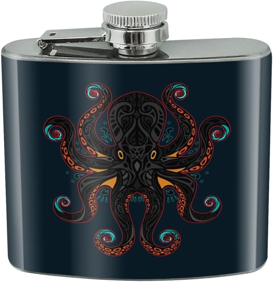 Amazon.com | Black Octopus in the Abyss Stainless Steel 5oz Hip Drink ...