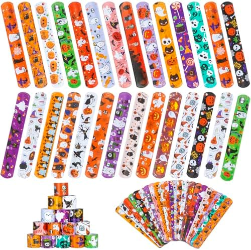 Amazon.com: RICEDUO 48 Pieces Halloween Slap Bracelet for Kids, 24 ...