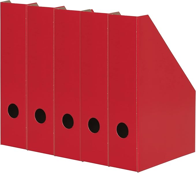 LANDRE Magazine File A4 Sturdy Cardboard 7cm Wide Red Pack of 5 ...