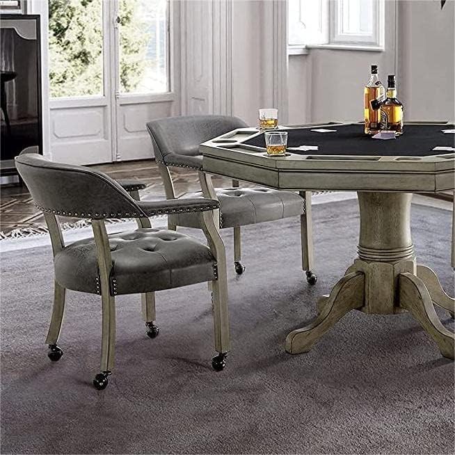 Amazon.com - LEEMTORIG Set of 2 Dining Chairs with Casters and Arms ...