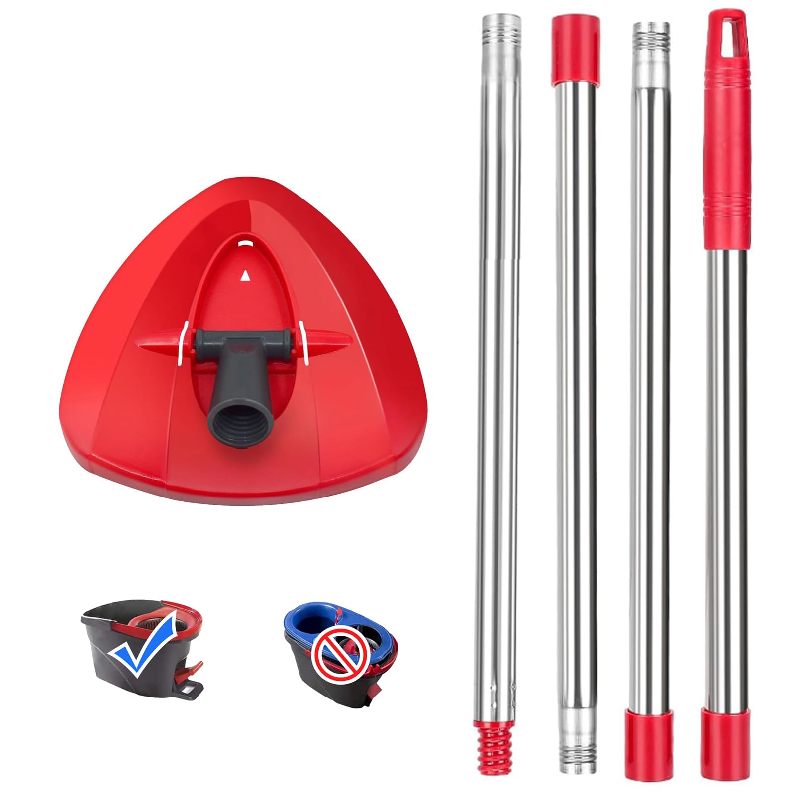 Red Spin Mop Head Base with Mop Handle for Vileda Turbo Spin 2in1,3in1 ...