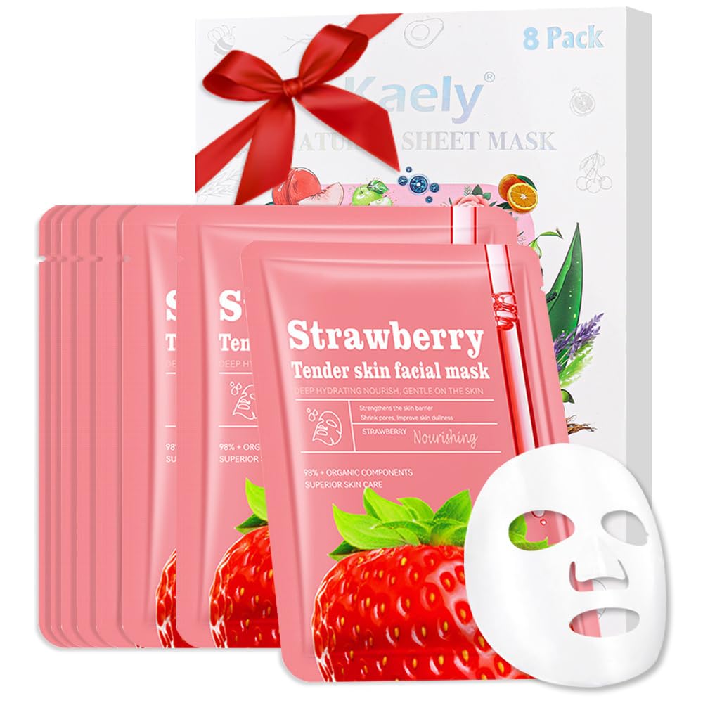 Amazon.com : 8 Pack Strawberry Kids Face Mask,Pink Face Masks Skincare ...