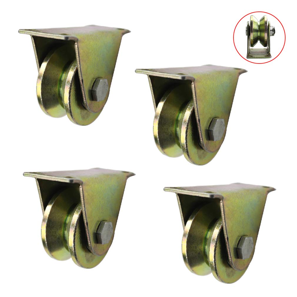 Buy 4 Pieces Steel Groove Caster Wheel,V-Groove Wheel Sliding Gate ...