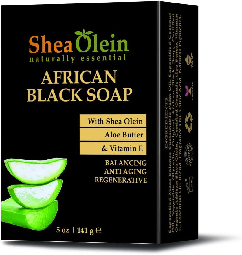 Amazon.com : SheaOlein-African Black Soap w/Shea Olein, Aloe Butter ...