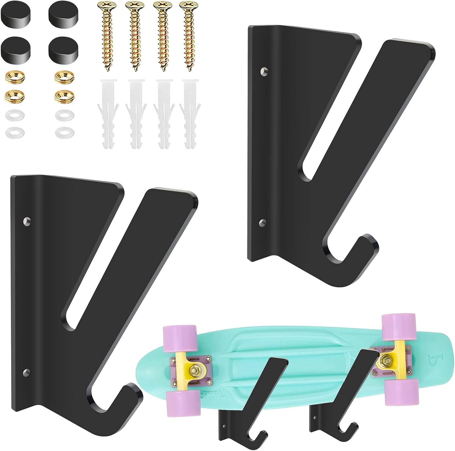 Amazon.com: Generic Acrylic Skateboard Rack Wall Mount, Load Bearing ...