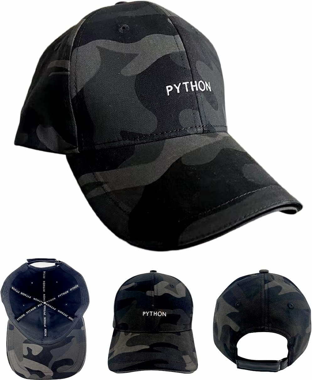 Python Outdoorsman Hat - Premium Egyptian Cotton & Leather Snapback Hat for Men & Women in Black ...