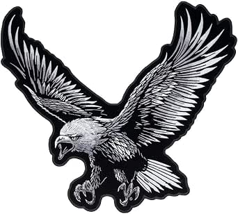 Amazon.com: Grey & Black Subdued Soaring Eagle Patch, Large Size ...