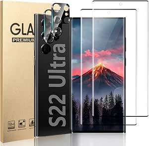Amazon.com: OuYteu [2+2 Pack] Galaxy S22 Ultra (6.8 Inch) 5G Screen Protector, with Camera Lens ...
