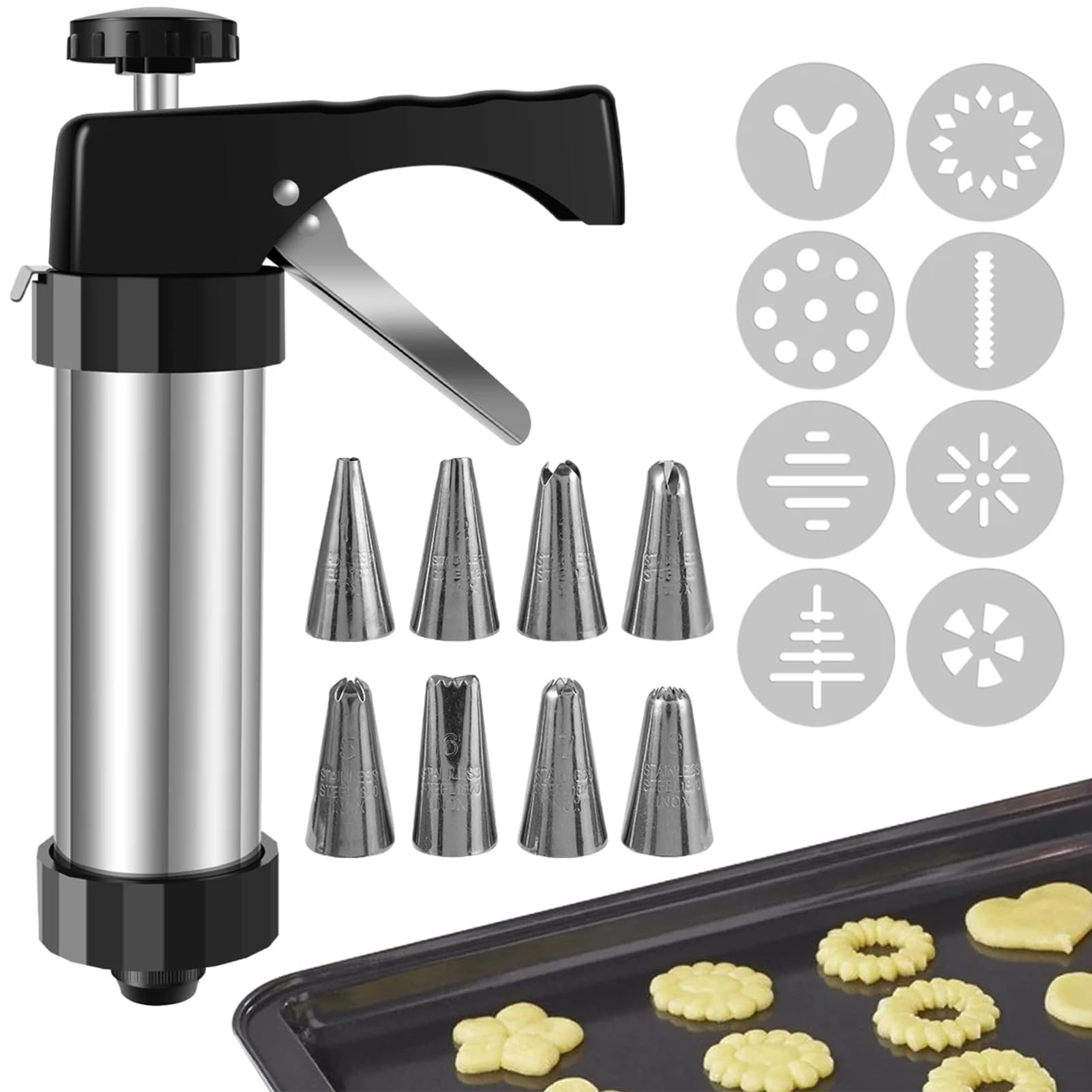 Amazon.com: Cookies Biscuits Maker Press Kit, Stainless Steel Jerky ...