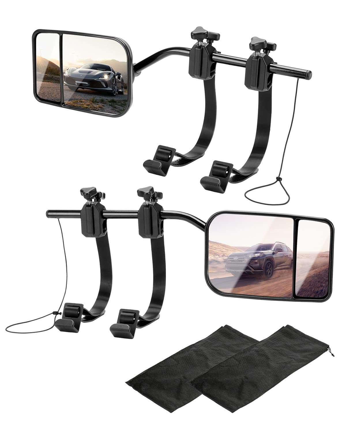 Universal Clip On Towing Mirrors Extensions, 360 Degree Adjustable ...