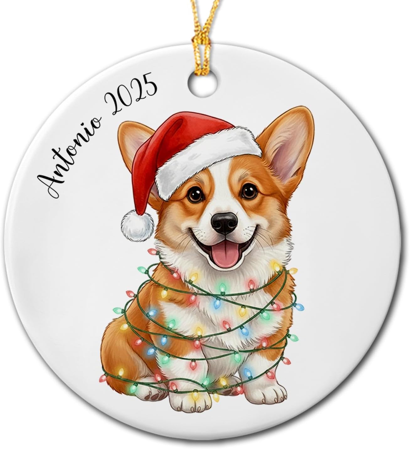 Amazon.com: Personalized Corgi Ceramic Christmas Ornament Gift for ...