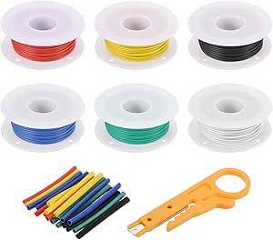 Amazon.co.jp: uxcell 28ゲージシリコンワイヤーキット 28AWG 電線 ストランド ティンメッキ銅 フックアップ スプール 49.2ft 3/64" OD 6色 カー ...
