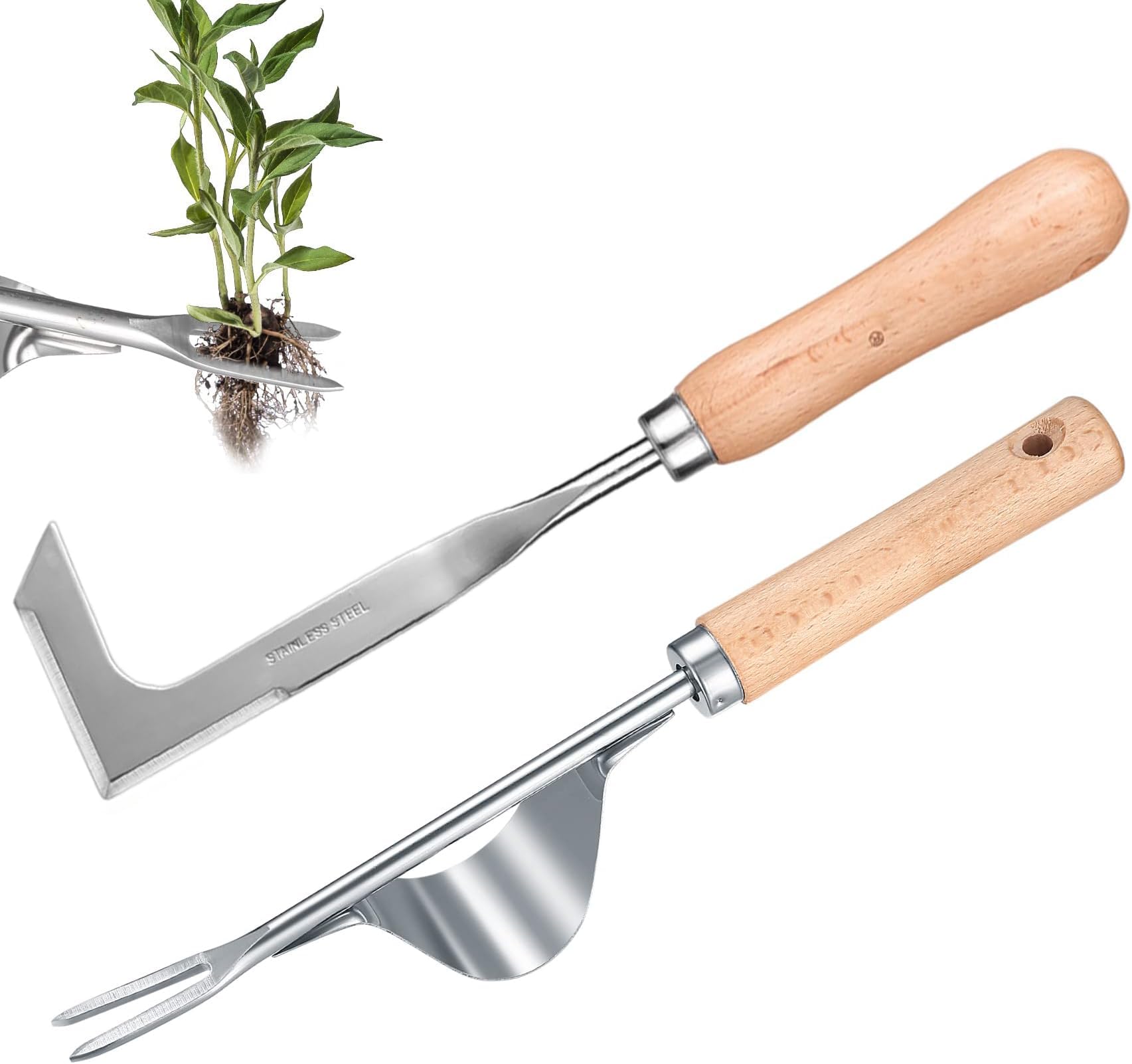 URHELP 2 Pack Weed Remover Hand Tool Stainless Steel Manual Weeder ...