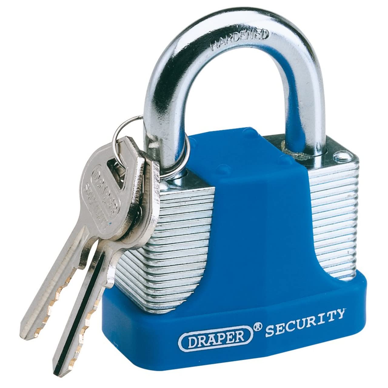 Draper 64183 Laminated Steel Padlock and 2 Keys with Hardened Shackle ...