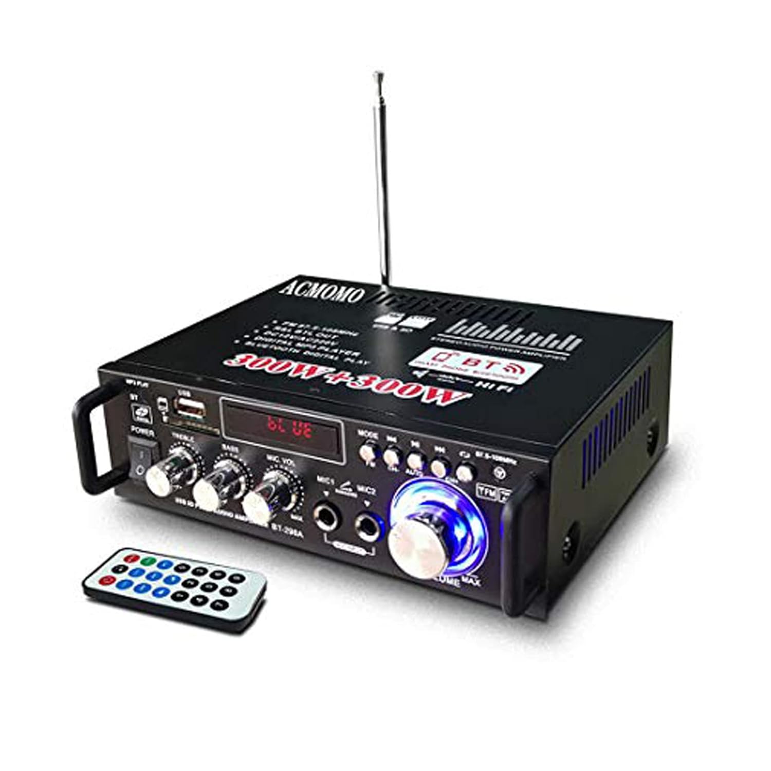 600W Amplifier, HiFi Audio Stereo BT Portable Radio for Car or Home ...