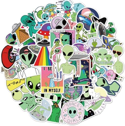 Amazon.com: Generic UFO Alien Stickers| 50 PCS | Vinyl Waterproof ...