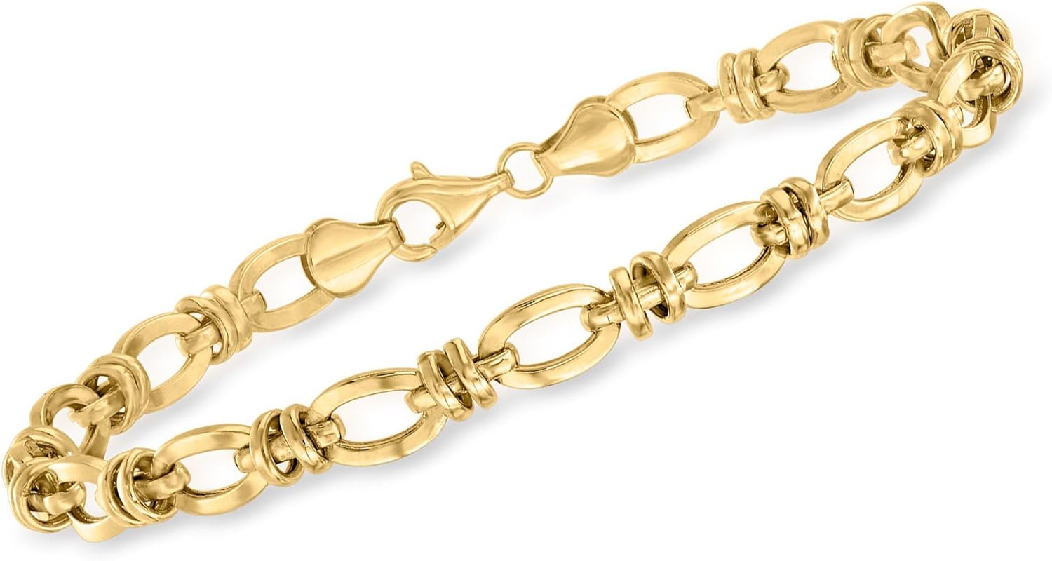 Amazon.com: Ross-Simons 10kt Yellow Gold Oval-Link Bracelet. 8 inches ...