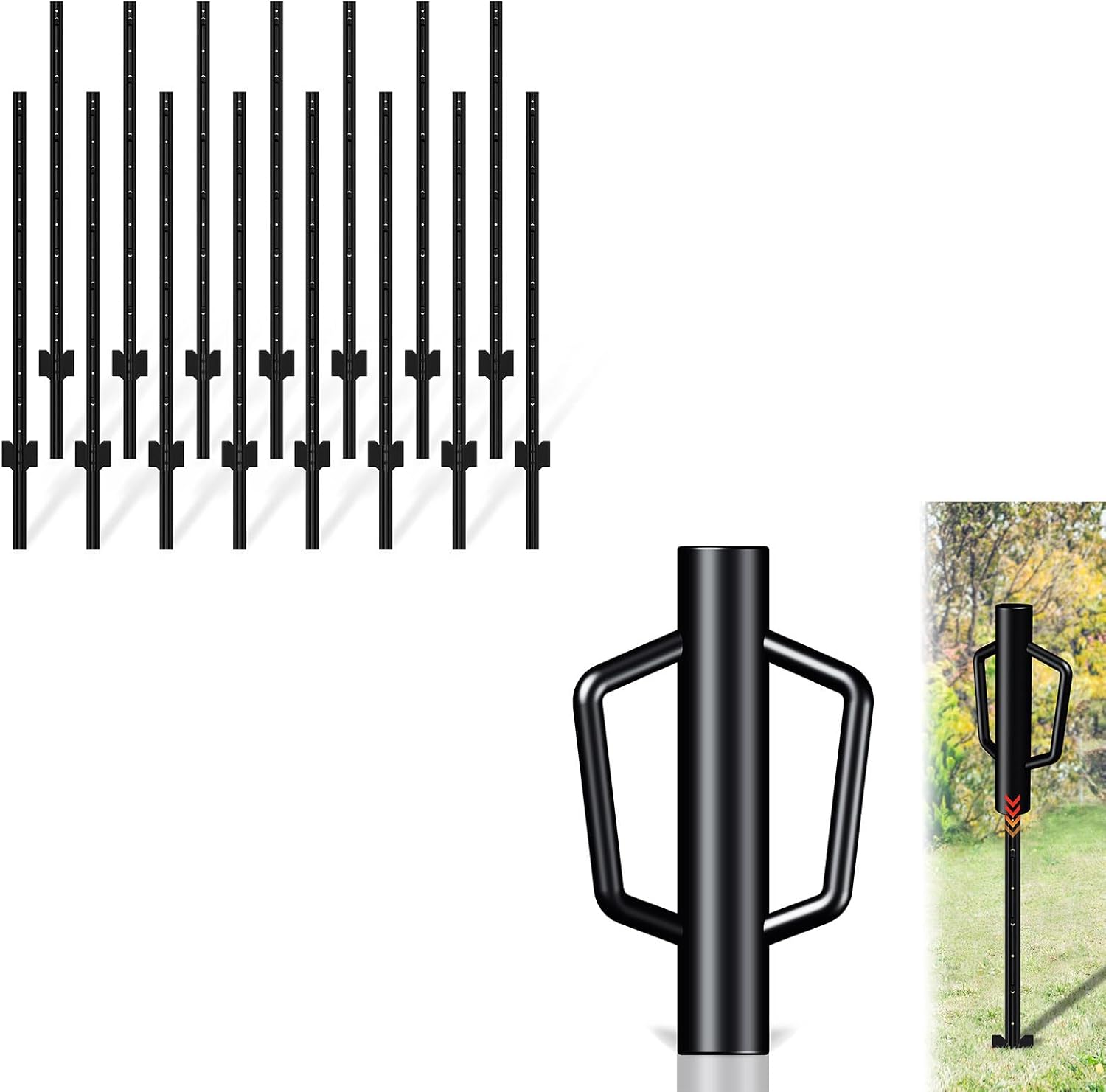 Amazon.com : Metal Fence Post 4 Feet Black, Pack of 15 Bundle Post ...