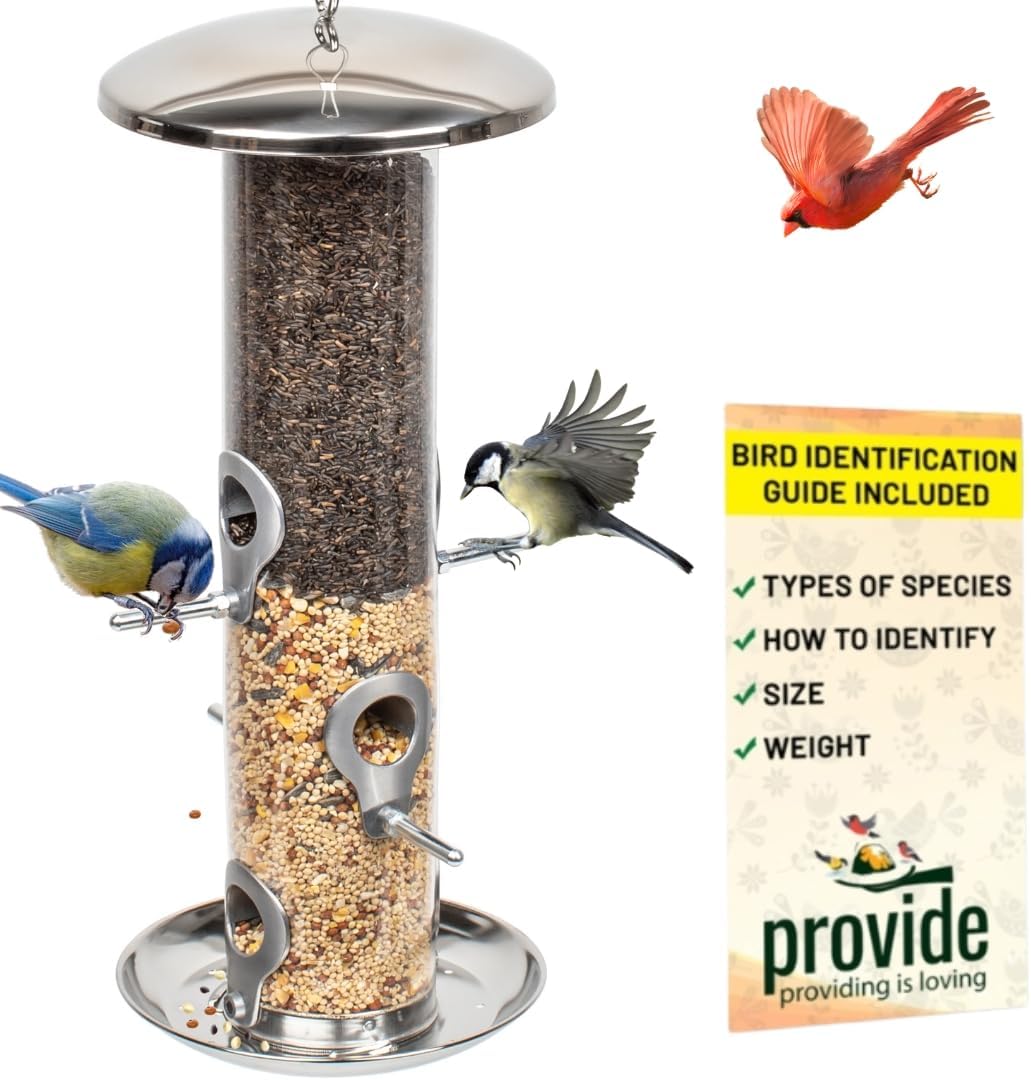 COSTWAY 2-in-1 Birds Feeder, Metal Hanging Wild Bird Seed Feeder with ...