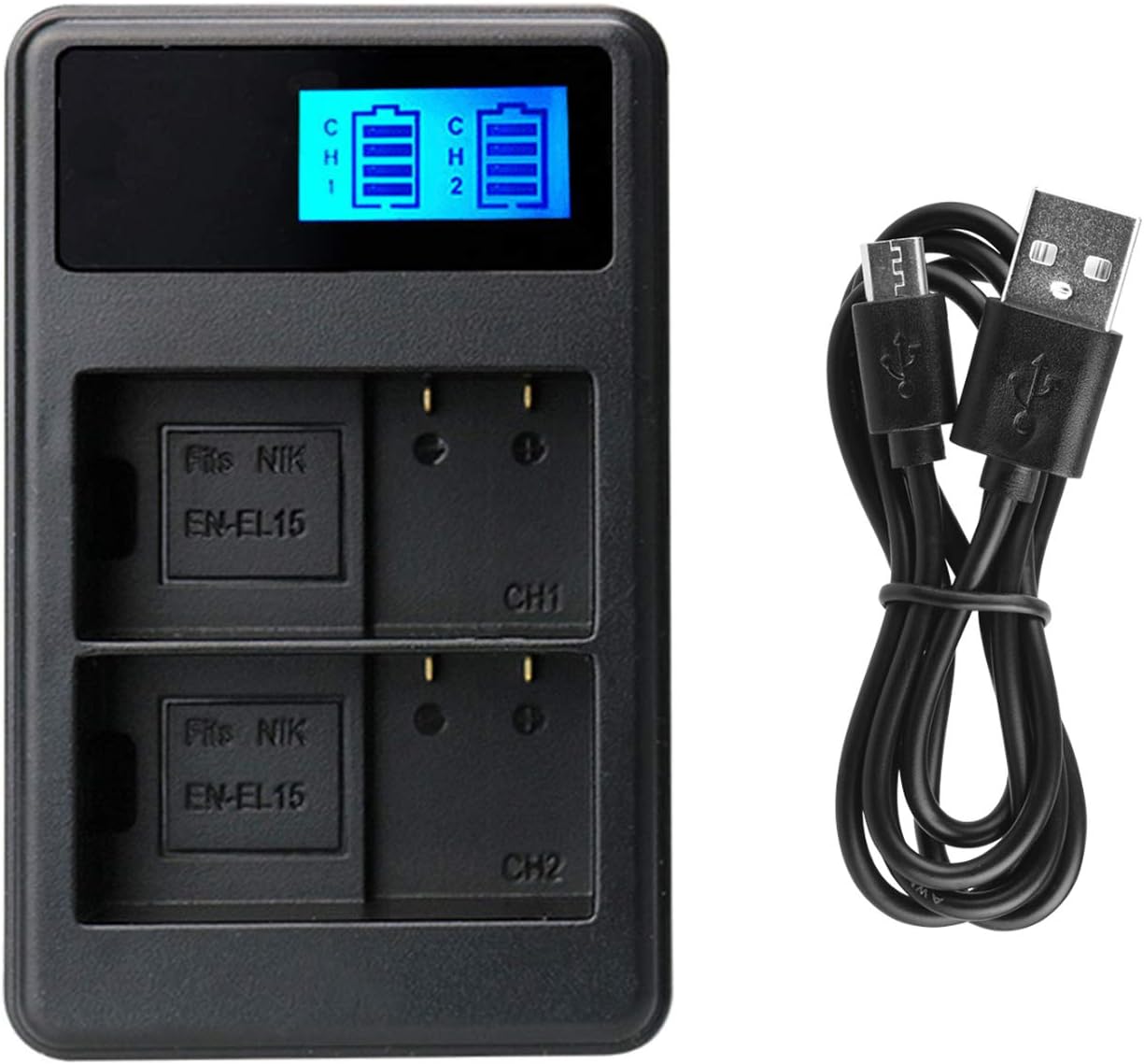 Amazon.com : Smart Dual Channel LCD USB Battery Charger for Nikon D500 ...