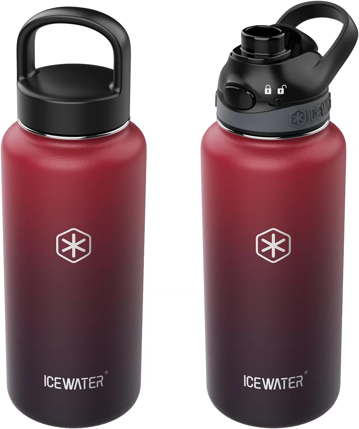 Amazon.com: ICEWATER-32 oz, 2 Lids(Auto Spout Lid + Wide Mouth Lid ...