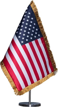 "SYII- Bandera Americana de Mesa con Flecos Dorados 7.8x11.8 Pulgadas ...