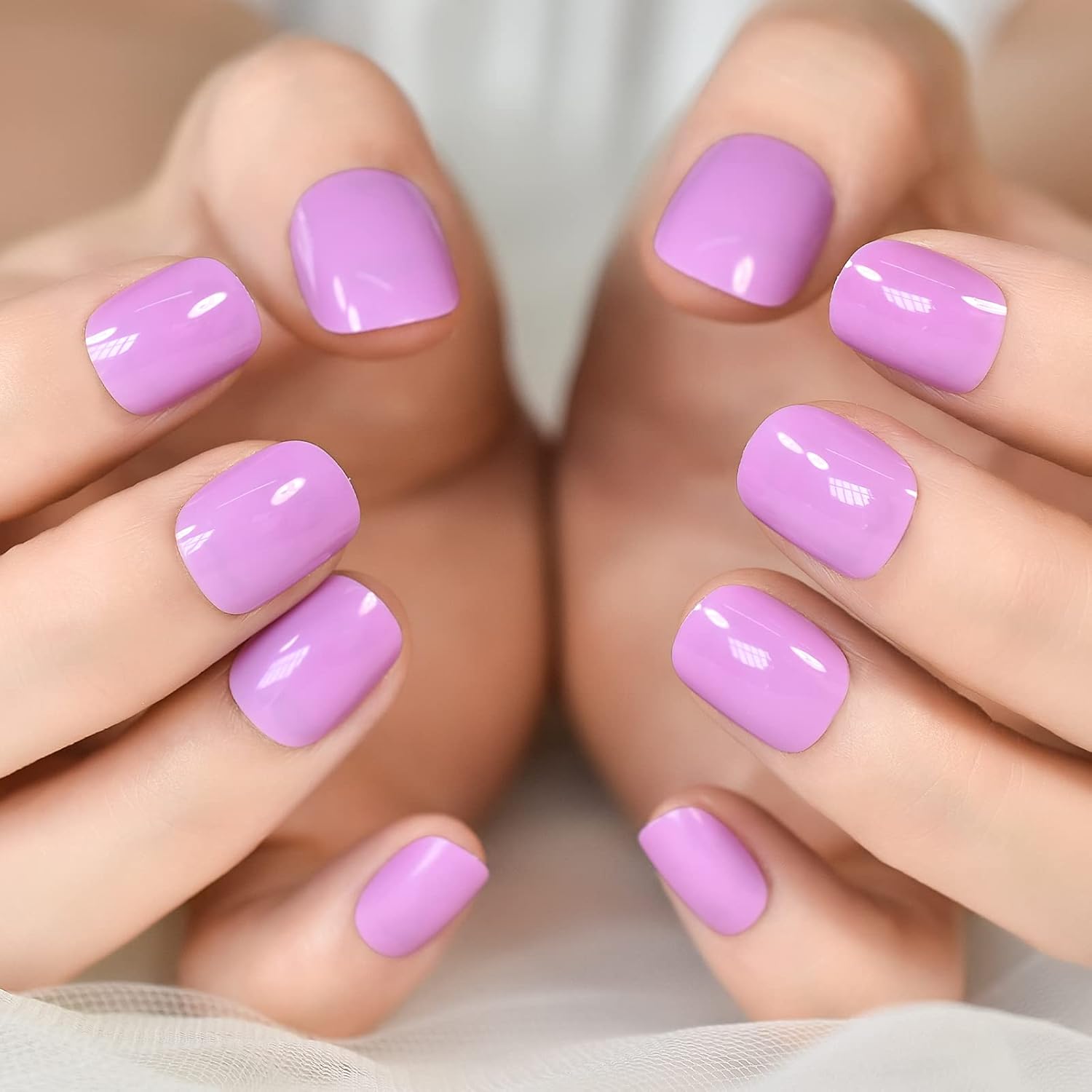 Amazon.com: ELEVENAIL Glossy Light Purple Press On False Nails Summer ...