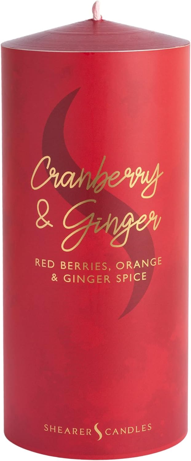 Amazon.com: Shearer Candles Cranberry & Ginger Scented Pillar Candle ...