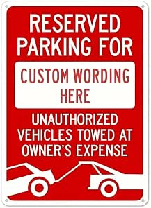 Amazon.com : Custom Reserved Parking Signs for Business, 10x14 Inch ...