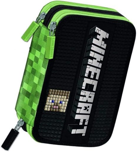 Pencil Case Kit 3 Zip Minecraft With Pen Frixion Green : Amazon.co.uk ...